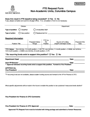 Fillable Online web admin sc FTE Request Form Non-Academic Units ...
