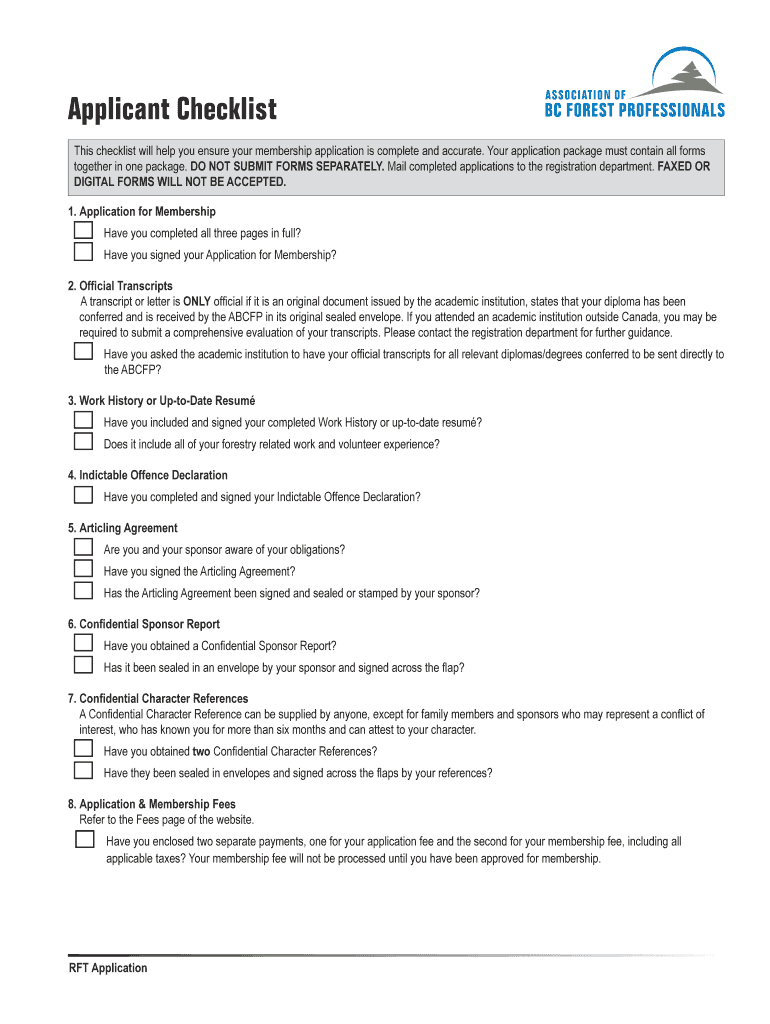 Fillable Online abcfp RFT Application Fax Email Print - pdfFiller