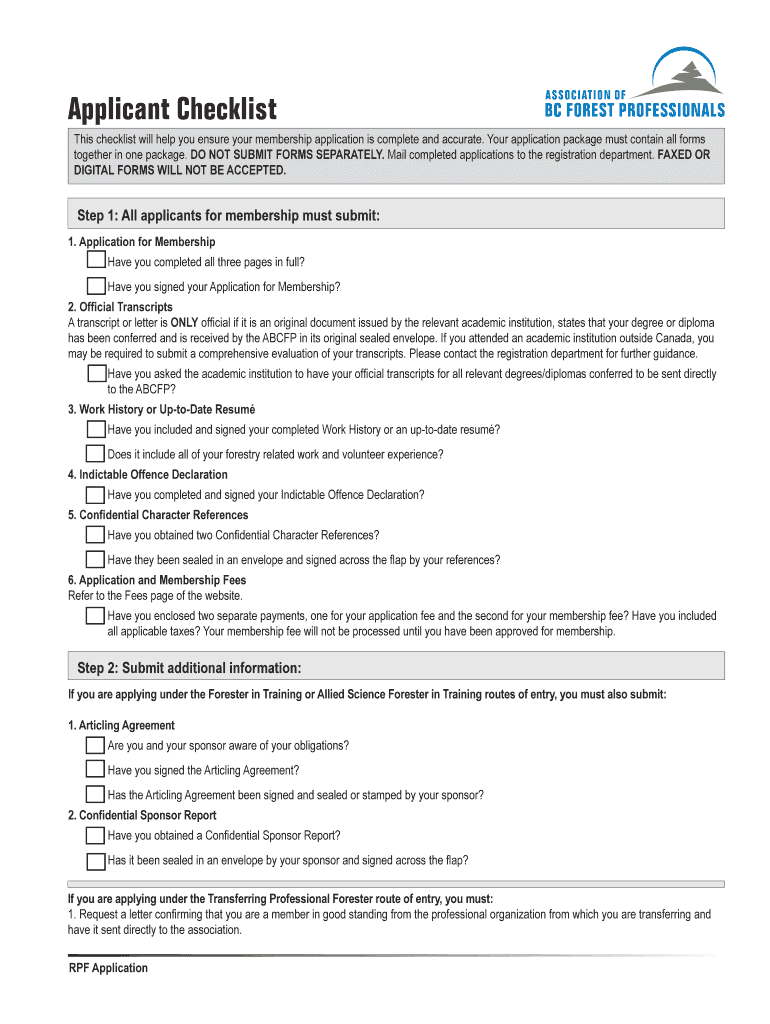 Fillable Online abcfp RPF Application Package Fax Email Print - pdfFiller