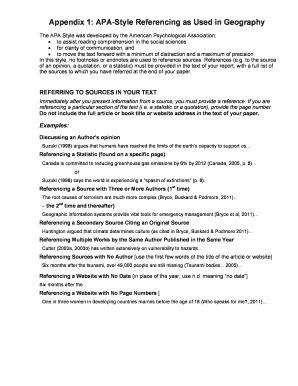 Fillable Online Appendix 1: APA-Style Referencing as Used in Geography ...