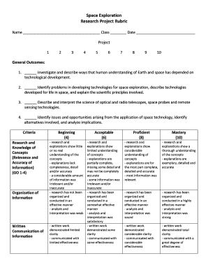 Fillable Online Space Exploration Research Project Rubric - In Pursuit ...