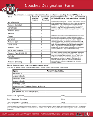 Fillable Online Coaches Designation Form - adminxosncom Fax Email Print ...