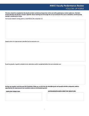 Fillable Online northwestms NWCC Faculty Performance Review FOLLOW-UP ...