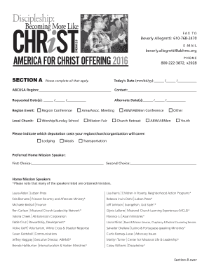 Fillable Online abcots AFC Speaker Request - abcots Fax Email Print ...