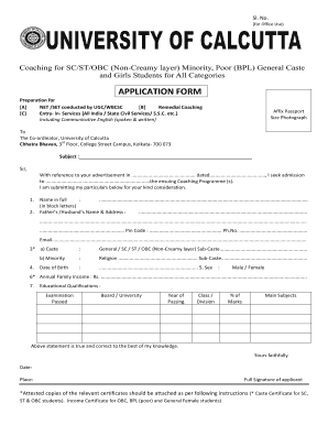 Fillable Online caluniv ac APPLICATION FORM - calunivacin - caluniv ac ...
