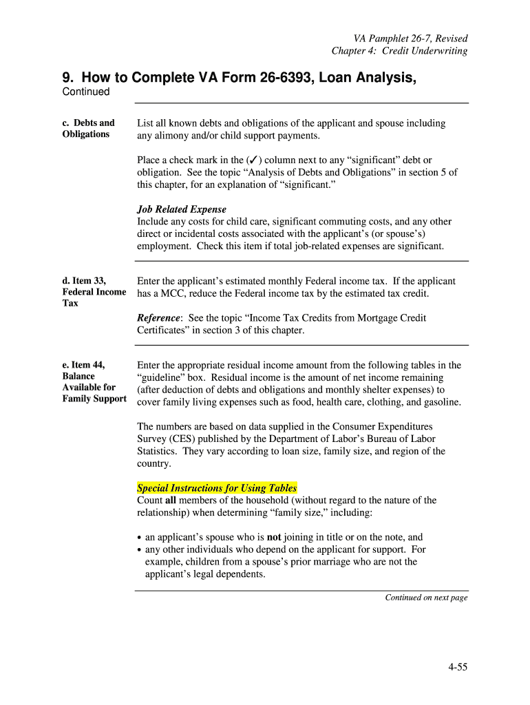 Fillable Online VA Pamphlet 267, Revised Chapter 4: Credit Underwriting ...