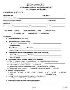 Fillable Online Discharge Template 1-19-11doc Fax Email Print - pdfFiller
