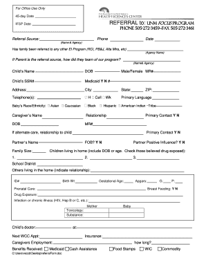 Fillable Online cdd unm IFSP Date REFERRAL to - cddunmedu - cdd unm Fax ...