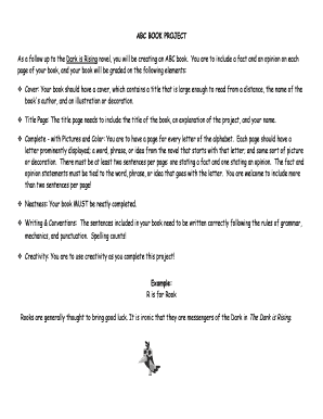 Fillable Online ABC BOOK PROJECT Fax Email Print - pdfFiller