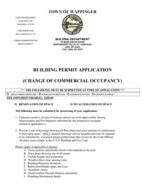 Fillable Online BUILDING PERMIT APPLICATION - CHANGE OF COMMERCIAL ...