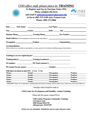 Fillable Online cdd unm Purchase Order Template Community Trgdocx Fax ...