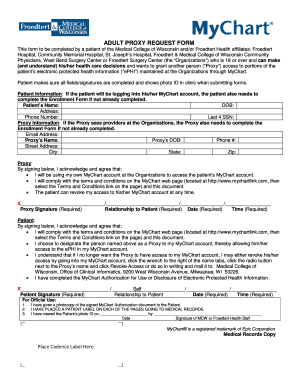 Fillable Online Adult proxy request form - MyChart Fax Email Print ...