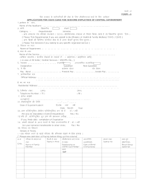 Fillable Online APPLICATION FOR CGHS CARD FOR SERVING EMPLOYEES OF ...