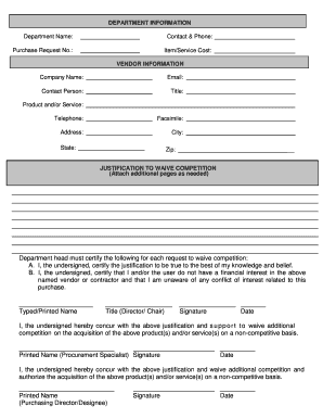 Fillable Online WAIVER OF COMPETITION CERTIFICATE Fax Email Print ...