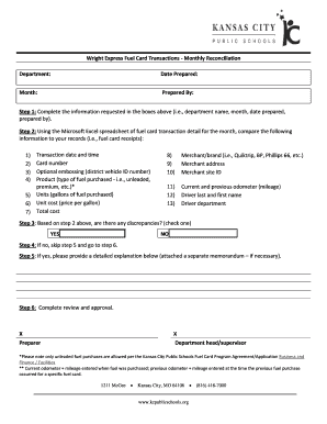 Fillable Online kcpublicschools Wright Express Fuel Card Transactions ...