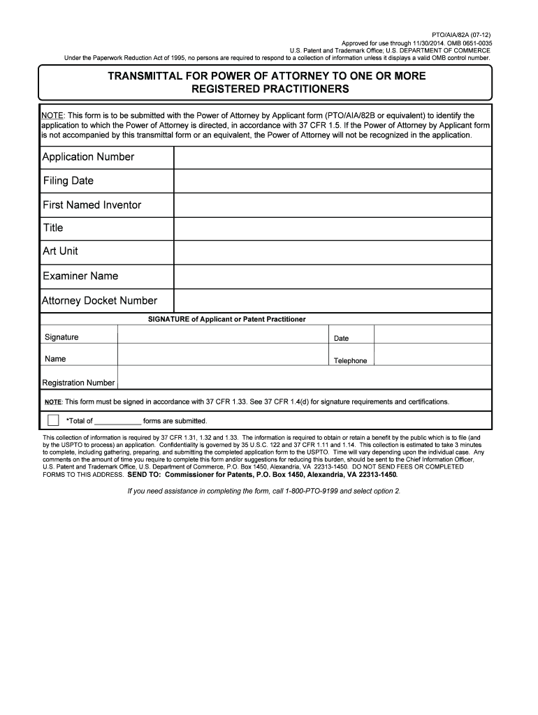 Fillable Online TRANSMITTAL FOR POWER OF ATTORNEY TO ONE OR MORE ...