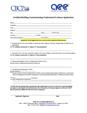 Fillable Online aeecenter Certified Building Commissioning Professional In-House Fax Email Print ...