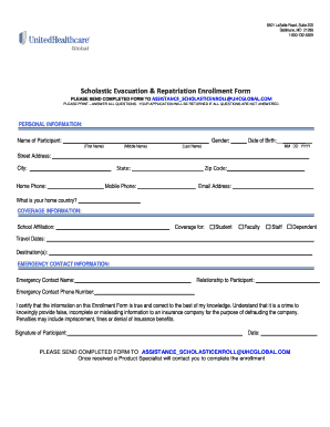 Fillable Online international syr Scholastic Evacuation Repatriation ...