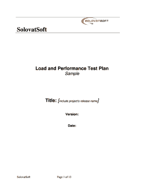Fillable Online Load and Performance Test Plan Fax Email Print - pdfFiller