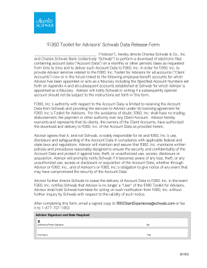 Fillable Online Fi360 Toolkit for Advisors Schwab Data Release Form Fax ...