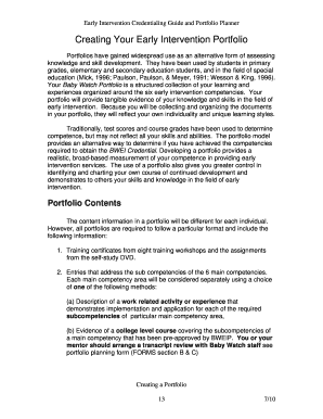 Fillable Online Creating Your Early Intervention Portfolio Fax Email ...