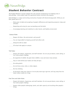 Fillable Online The Student Behavior Contract explains the rules and ...