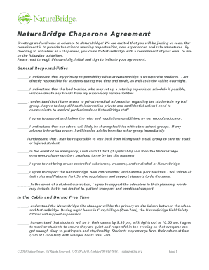 Fillable Online naturebridge NatureBridge Yosemite Chaperone Agreement ...