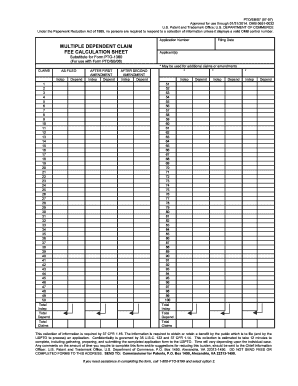 Fillable Online MULTIPLE DEPENDENT CLAIM FEE CALCULATION SHEET Substitute Fax Email Print ...