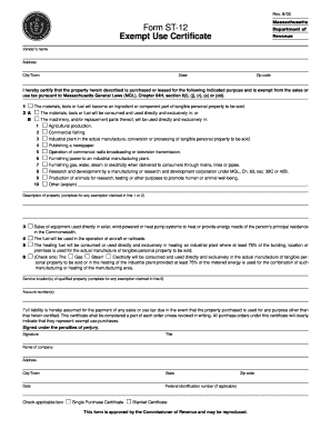 Fillable Online wgeld Rev 800 Form ST-12 Exempt Use Certificate - wgeld ...