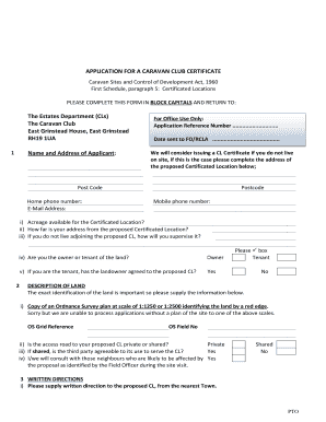 Fillable Online caravanclub co APPLICATION FOR A CARAVAN CLUB ...