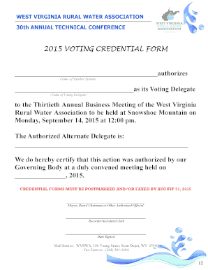 Fillable Online wvrwa 2015 VOTING CREDENTIAL FORM Fax Email Print ...