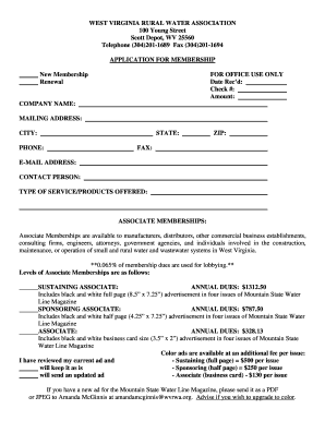 Fillable Online wvrwa WEST VIRGINIA RURAL WATER ASSOCIATION 100 Young ...