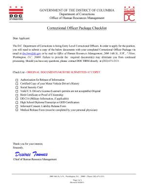 Fillable Online doc dc Correctional Officer Package Checklist Fax Email ...