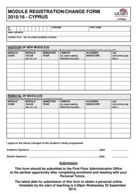 Fillable Online MODULE CHANGE FORM - University of Central Lancashire ...