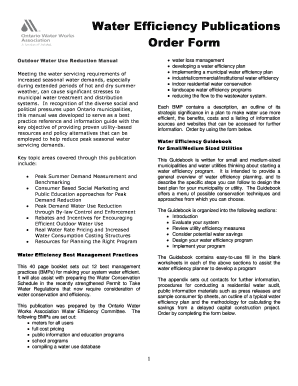 Fillable Online Water Efficiency Best Management Practices - Ontario ...