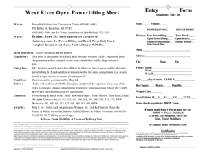 Fillable Online West River Open Powerlifting Meet Entry Form Deadline ...