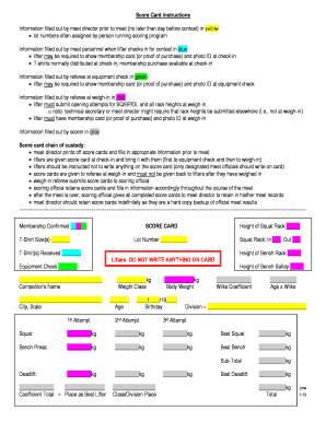 Fillable Online Score Card Instructions - USA Powerlifting Fax Email ...