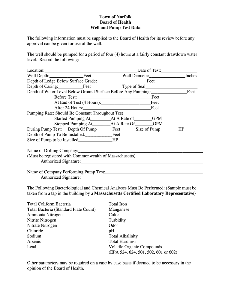 Fillable Online virtualnorfolk Well and Pump Test Data - virtualnorfolk ...