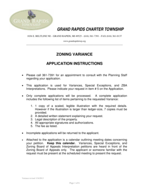 Fillable Online grandrapidstwp ZONING VARIANCE APPLICATION INSTRUCTIONS ...
