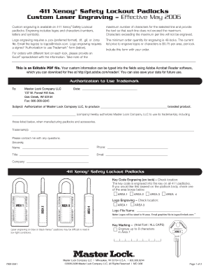 Fillable Online 411 Xenoy Safety Lockout Padlocks Custom Laser ...