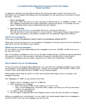 Fillable Online Los Angeles Police Department Anonymous Crime Tip ...