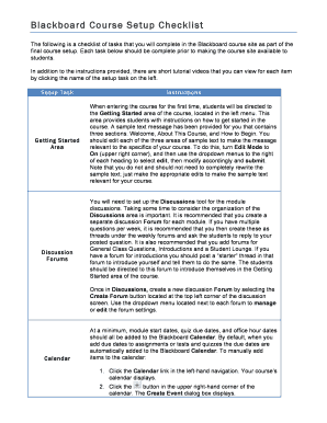 Fillable Online ep jhu Blackboard Course Setup Checklist Fax Email Print - pdfFiller