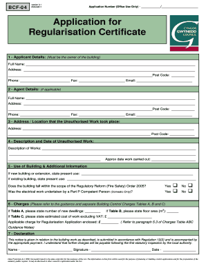 Fillable Online Application for Regularisation Certificate Full Name ...
