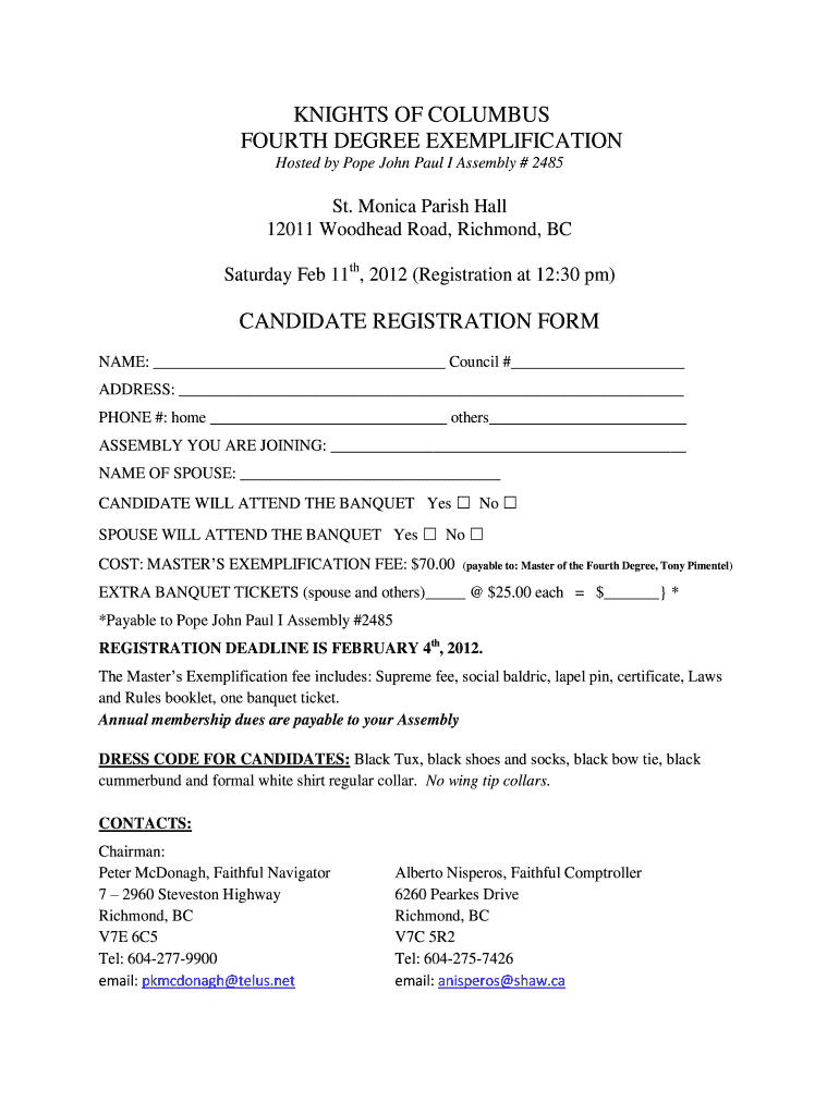 Fillable Online KNIGHTS OF COLUMBUS FOURTH DEGREE EXEMPLIFICATION Fax ...