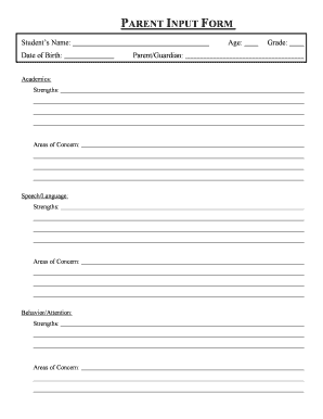 Fillable Online esu1 Parent Input Form - Educational Service Unit 1 Fax ...