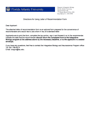 Fillable Online science fau Directions for Using Letter of ...