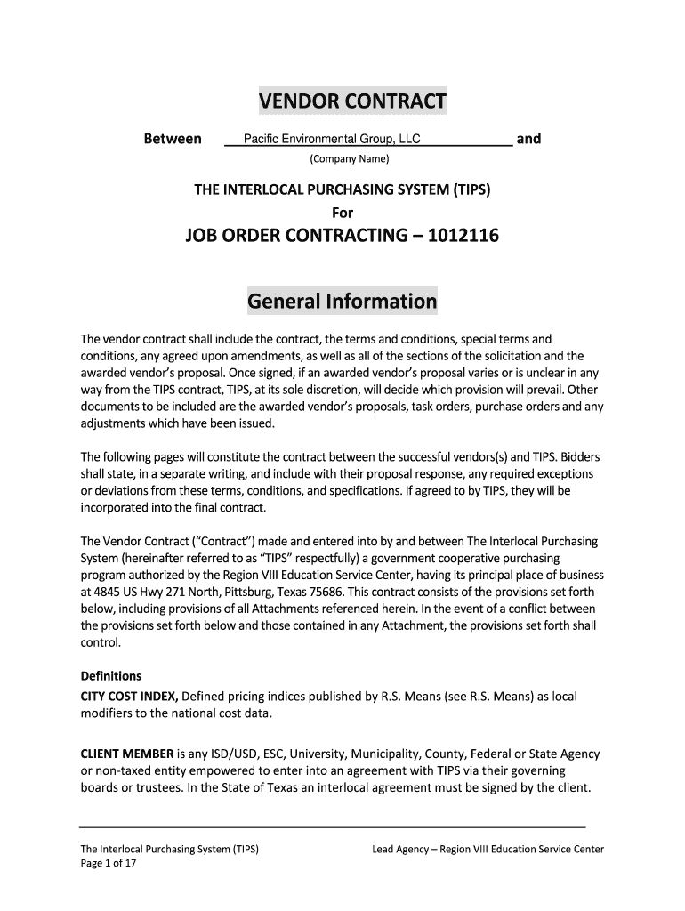 Fillable Online JOB ORDER CONTRACTING 1012116 Fax Email Print - pdfFiller