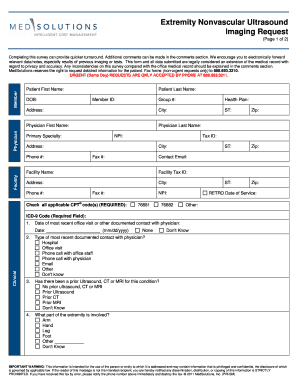 Fillable Online Extremity Nonvascular Ultrasound Imaging Request Fax Email Print - pdfFiller