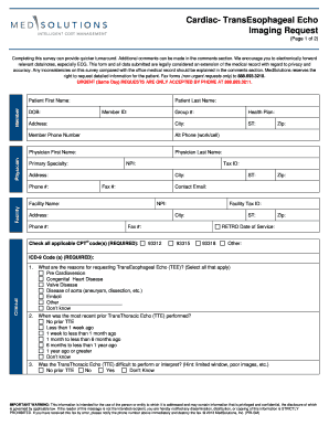 Fillable Online Cardiac- TransEsophageal Echo Imaging Request Fax Email ...