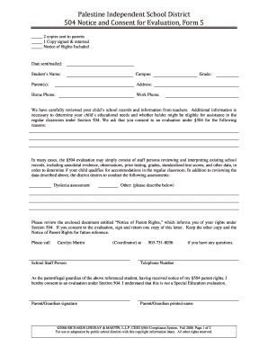 Fillable Online palestineschools Palestine Independent School District ...